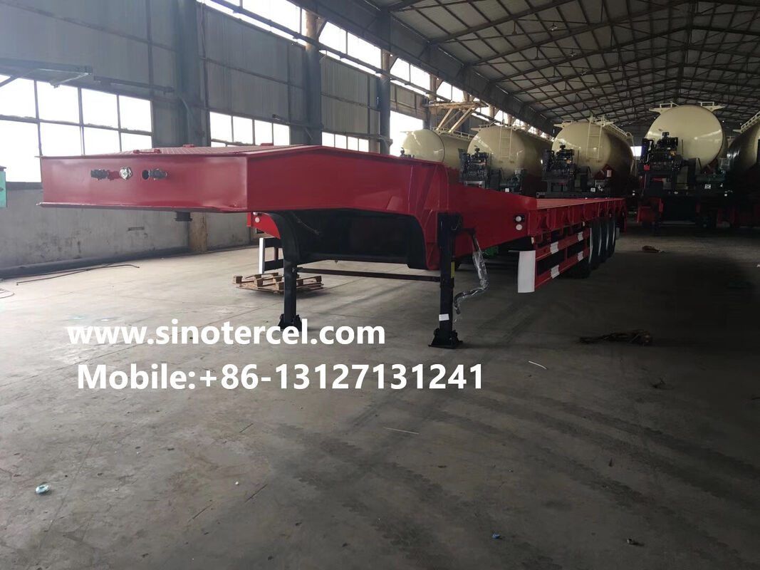 4 Axles Flat Bed Semi Trailer Strong Bearing Stable Single Axle 40 Ft Container