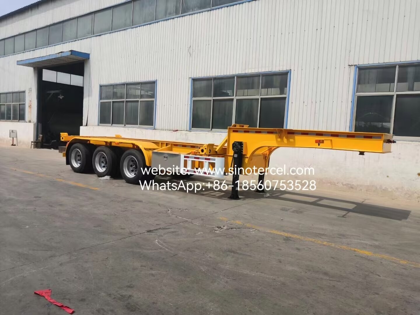 Skeletal Type Container Semi Trailer Yellow Excellent Load Bearing ...
