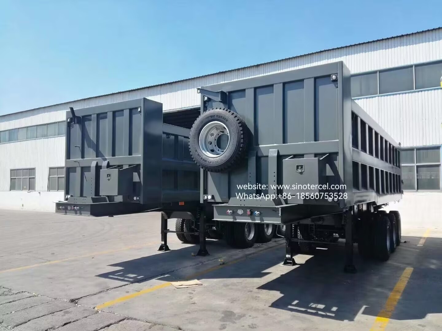 3 Axle Hydraulic Dump Tipper Semi Trailer Rectangle Container Load 30 ...