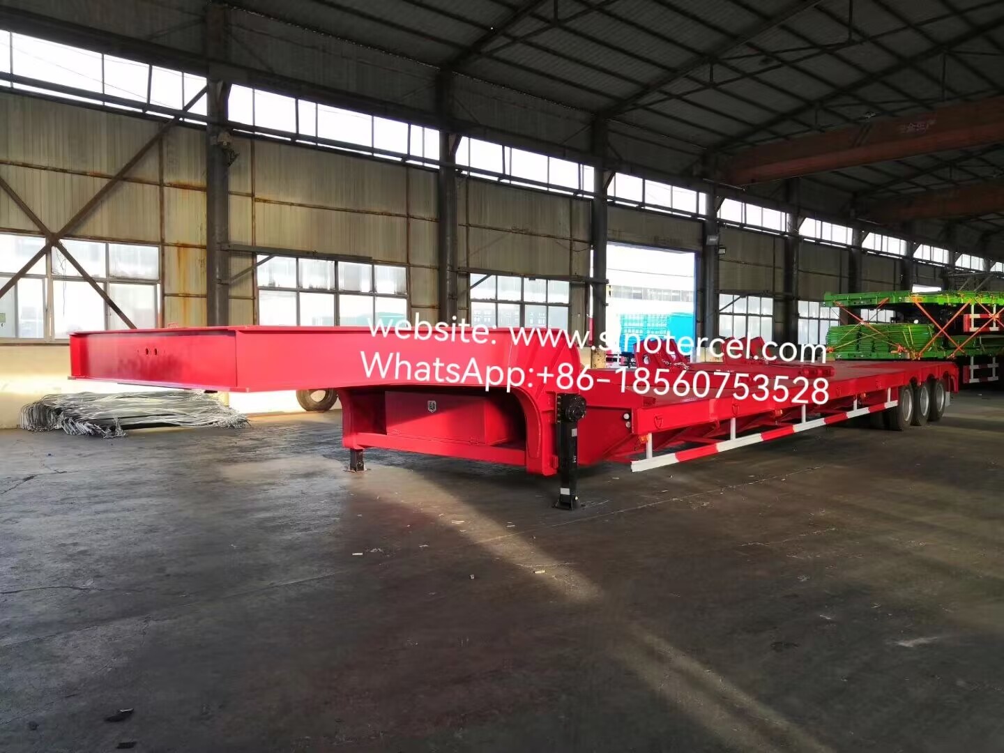 Load 60 Tons Semi Lowbed Trailer Strong Stability Support For ...