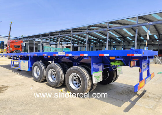 Blue 30 Foot Flatbed Semi Trailer Custom Flatbed Semi Trailers Tri Axles
